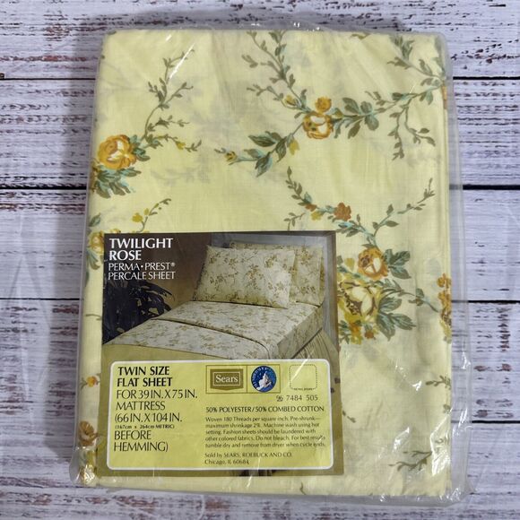 Sears | Bedding | Vintage Sears Twilight Rose Floral Yellow Twin Size ...